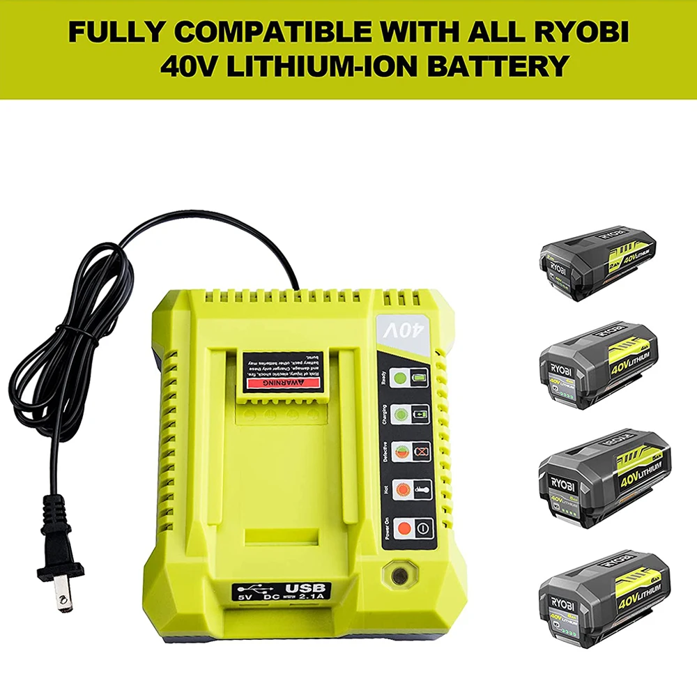Op401 Lithium-ion Battery Charger For Ryobi 40v Li-ion Battery Op4050a ...