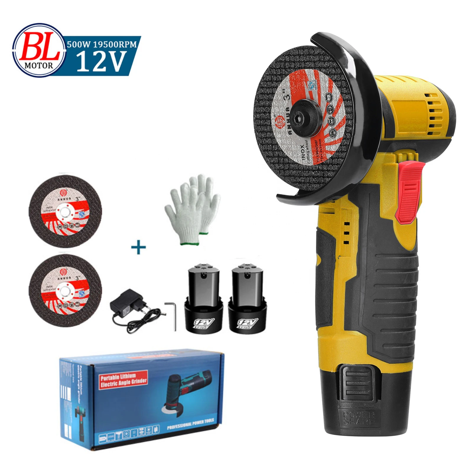 12V Mini Angle Grinder com bateria de lítio recarregável Cordless ...