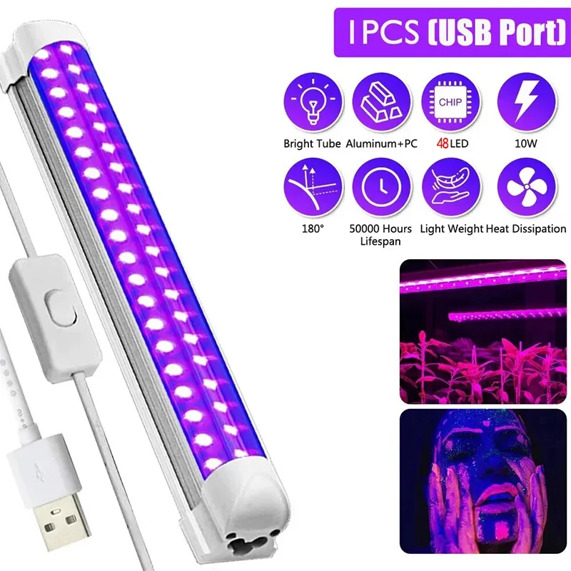 UV-LED-Tube-Glow-Light-Ultraviolet-Lamp-for-KTV-Halloween-Fluorescent ...