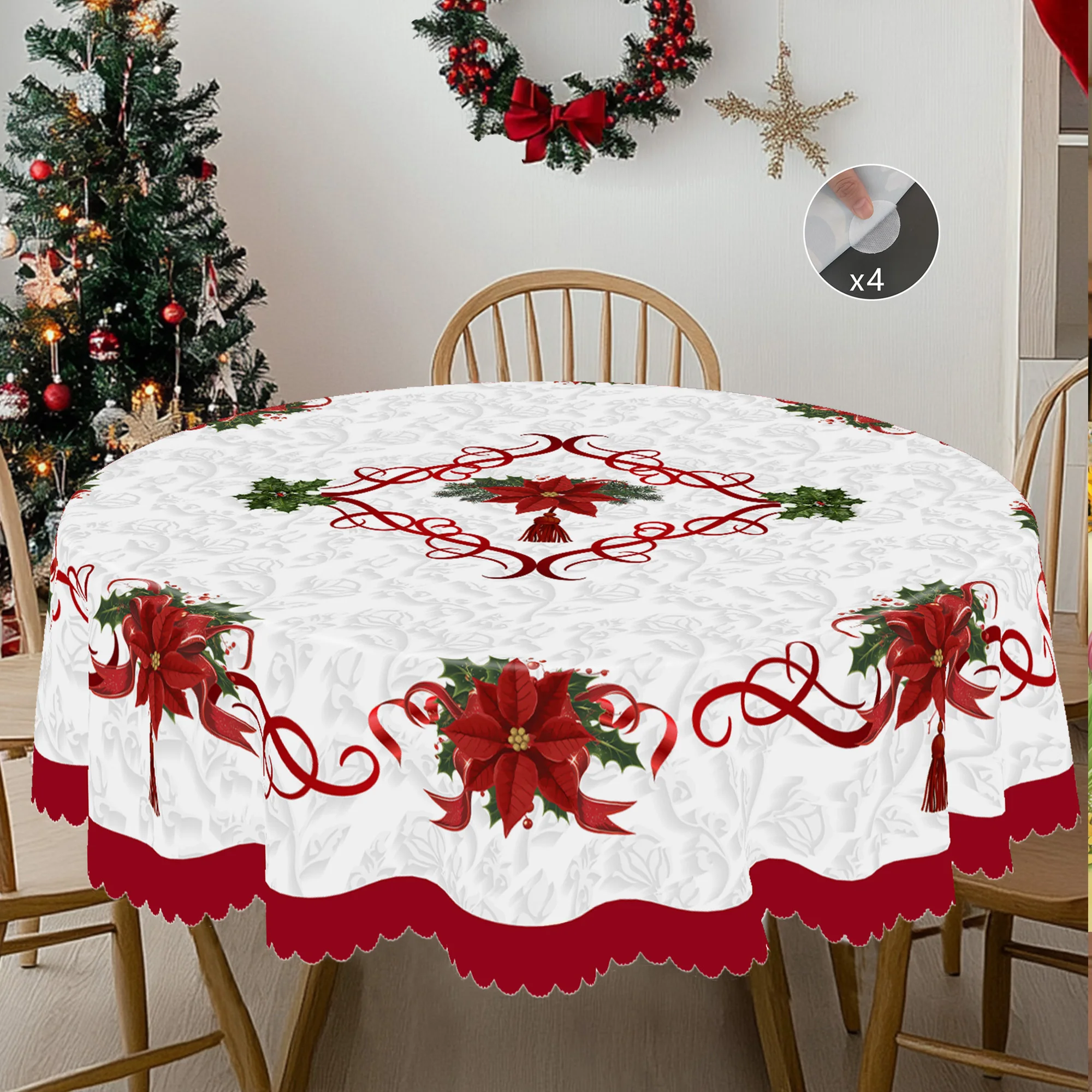 1 Piece Merry Christmas Themed Printed Tablecloth, Farmhouse Style ...