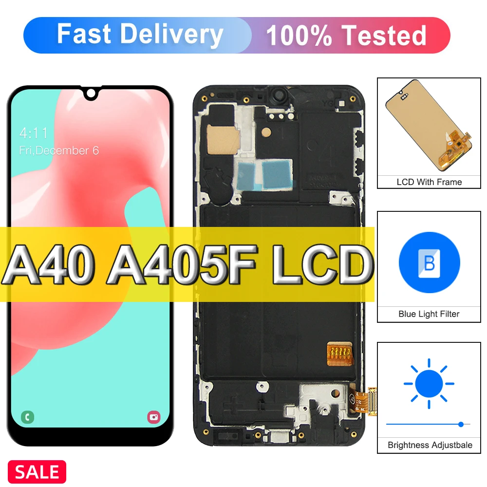 100% Test Display For Samsung Galaxy A40 A405F LCD Display Touch Screen ...