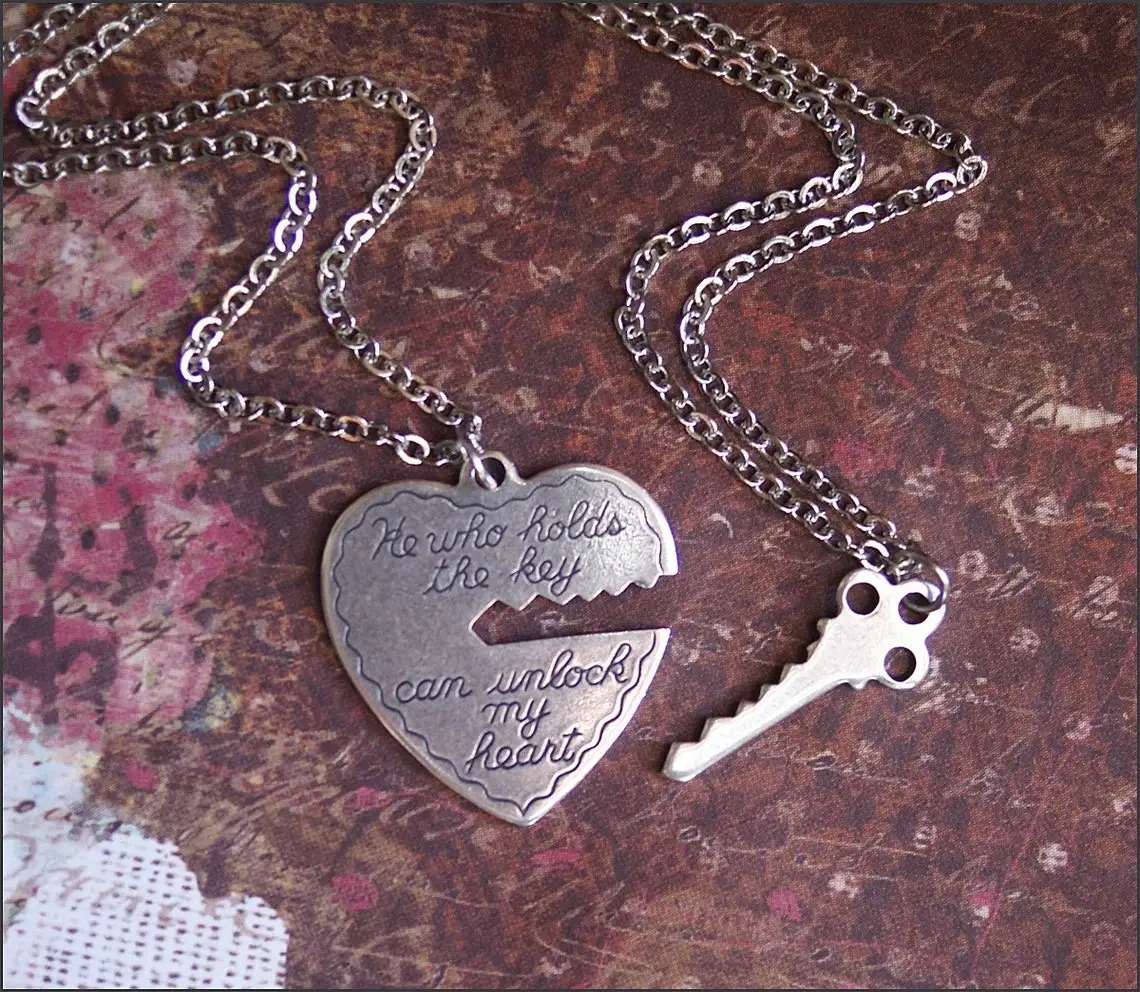 2pcs Heart Key Necklace,His and Her Necklace,HE WHO HOLDS The Key ...