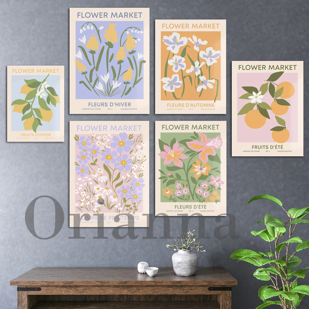 Flower Market Poster | Vanilla Girl Printable Wall Art | Aesthetic Room ...
