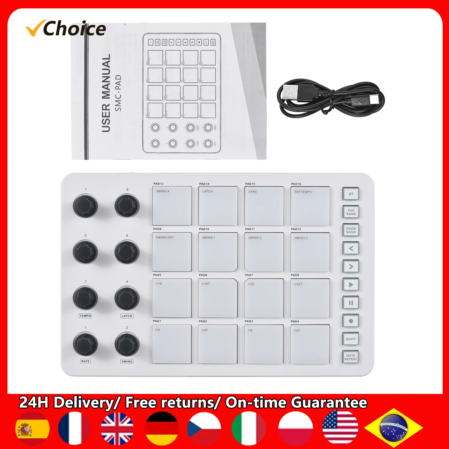 MIDI-Controller-Strike-Pad-RGB-Backlight-MIDI-Keyboard-BT-Connection ...