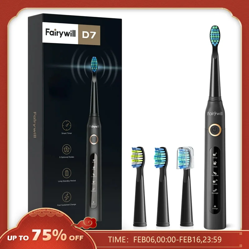 Fairywill-Electric-Sonic-Toothbrush-USB-Charge-FW-507-Rechargeable ...
