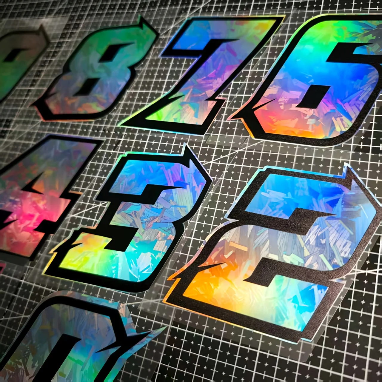 1pc Motorcycle Racing Number Stickers 0-9 - Iridescent Holographic ...