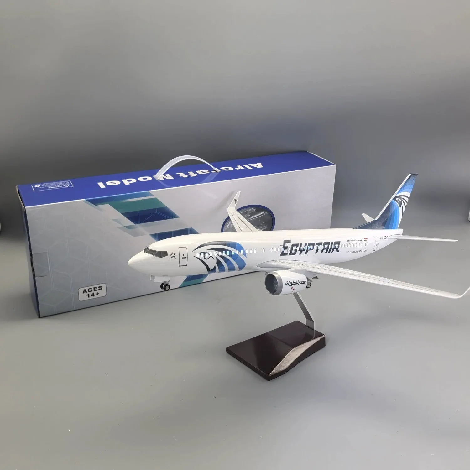 B737 Egypt Airways Aircraft Model Toy 1:85 Scale 737 47CM with Base ...