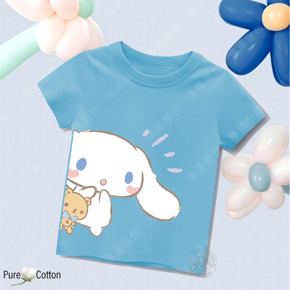 Camiseta infantil de algod o puro Tops estampa Sanrio c o Cinnamoroll T camiseta-infantil-de-algod-o-puro-tops-estampa-sanrio-c-o-cinnamoroll-t