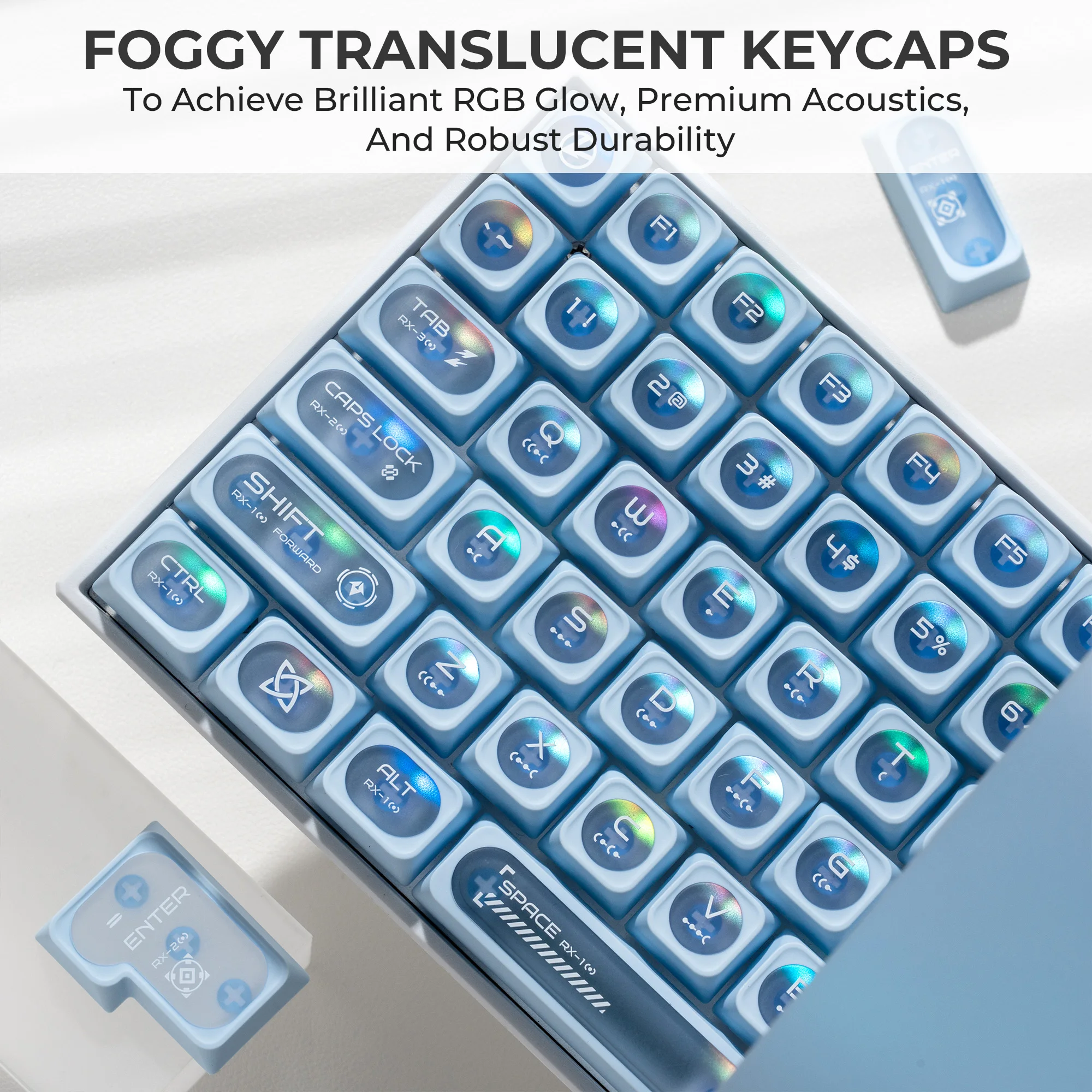 XVX Blue Cat Eye Keycaps PBT+pc New Max Profile Transparent Keycaps for ...