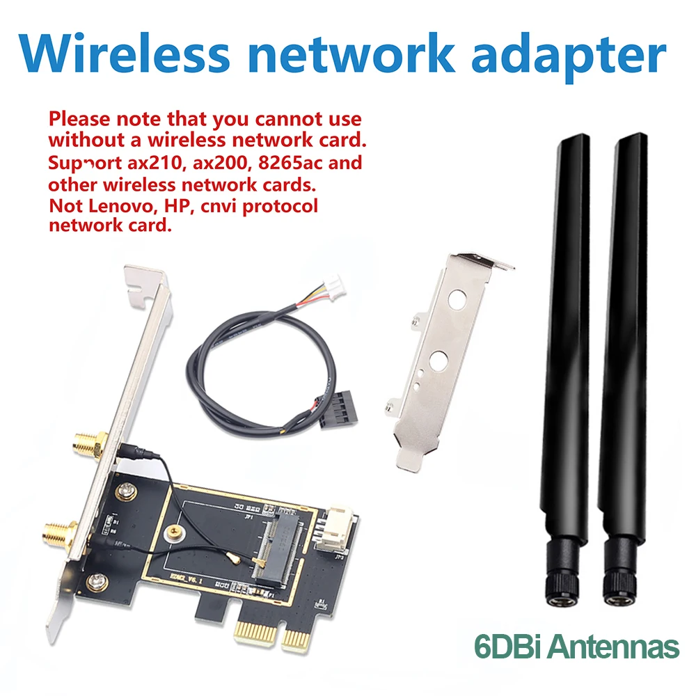 M-2-To-PCI-Express-Wireless-Adapter-Converter-with-2x-6DBi-Antenna-For ...