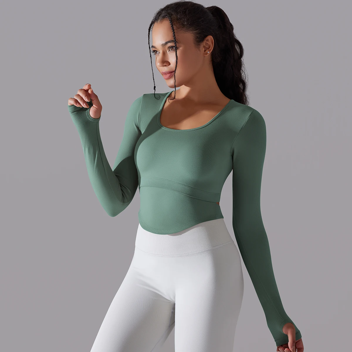 Women-s-Shirt-Seamless-Crop-Top-Fitness-Shirts-Long-Sleeve-Sports-Top ...
