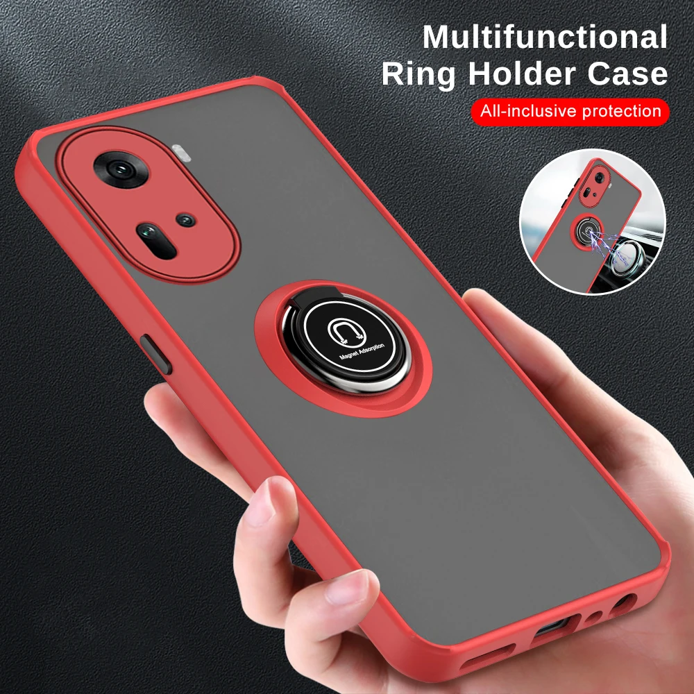 Magnetic-Holder-Ring-Shockproof-Matte-Armor-Case-For-Oppo-Reno11-Reno ...