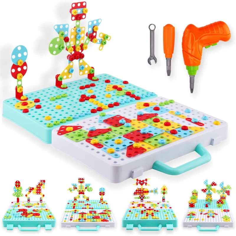 366pcs-Kids-Drill-Screw-Nut-Puzzles-Toys-Pretend-Play-Tool-Drill ...