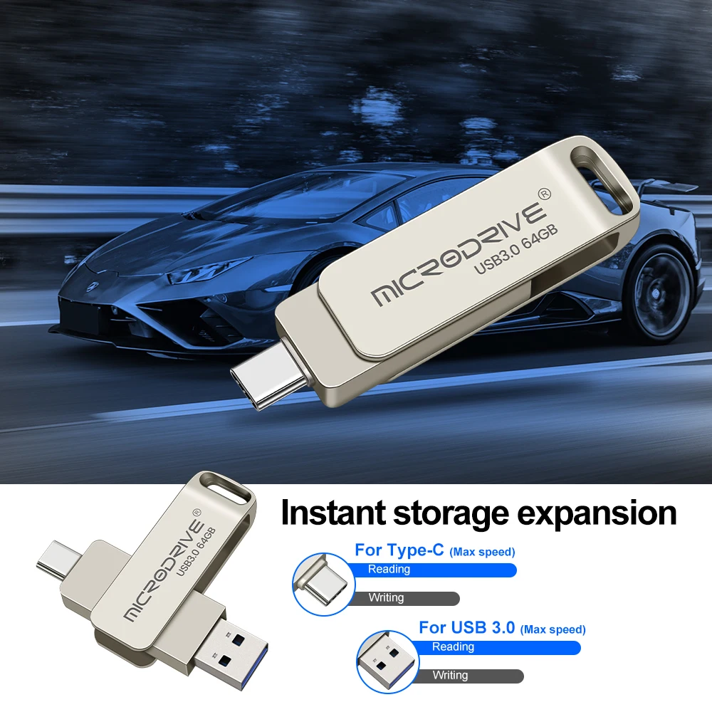 Флешка 2в1 MicroDrive 128 GB Type-C USB 3.0 для телефону та комп'ютера ...
