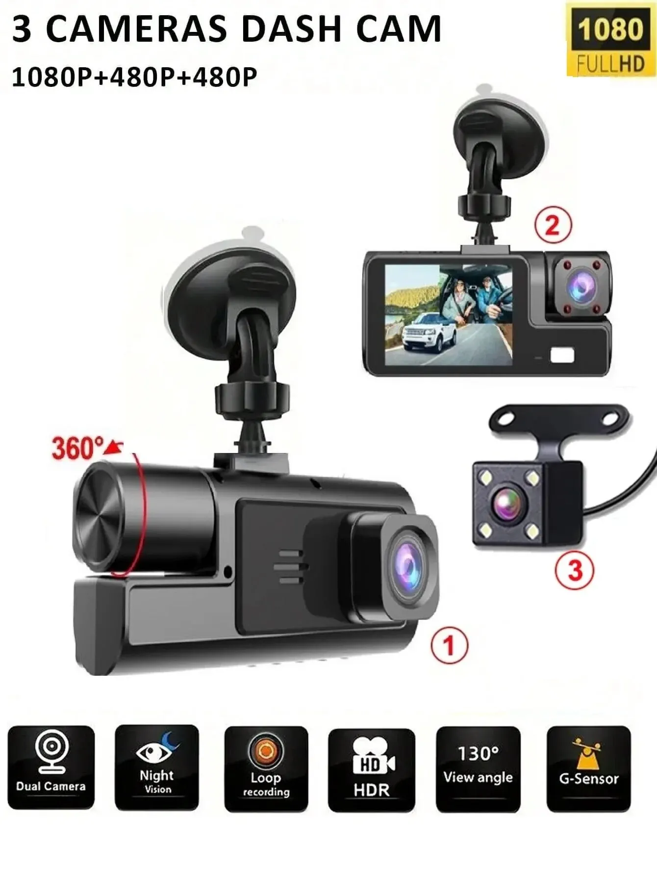 3-Channel-Car-DVR-HD-1080P-3-Lens-Inside-Vehicle-Dash-CamThree-Way ...
