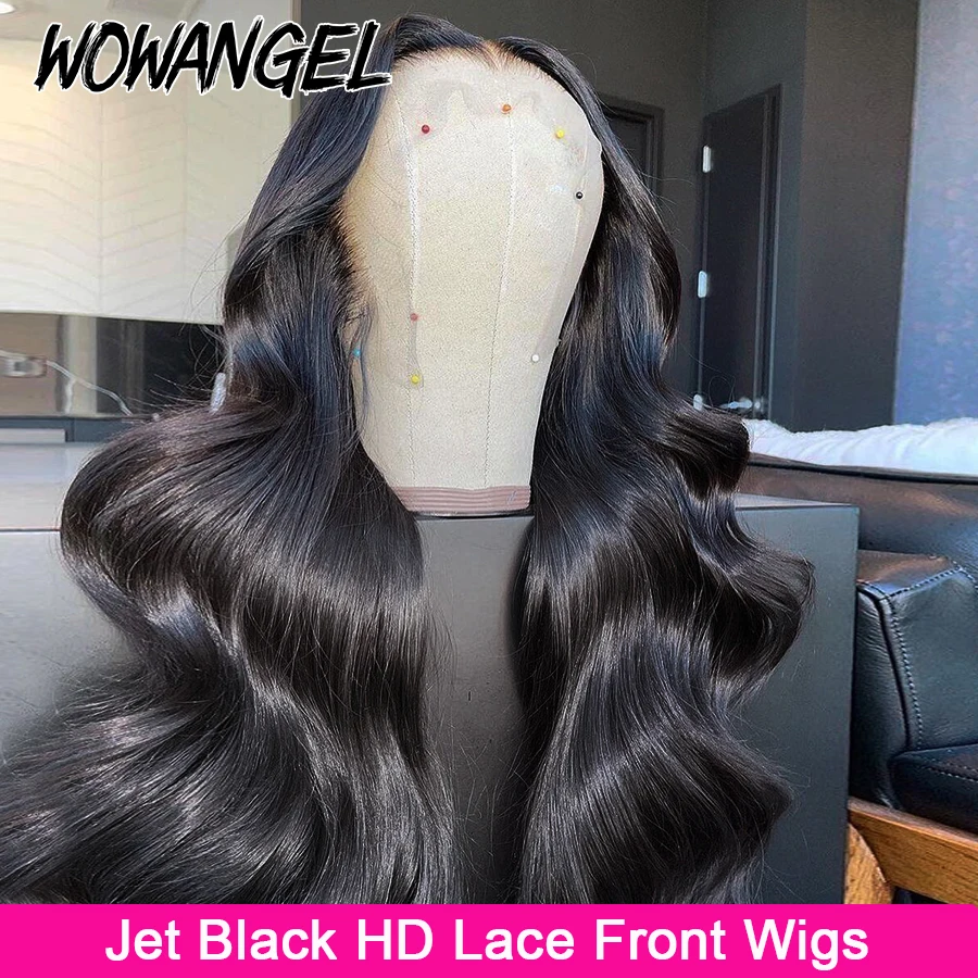 Wow Angel Jet Black 250% 13x4 HD Lace Full Frontal Human Hair Wigs Body ...