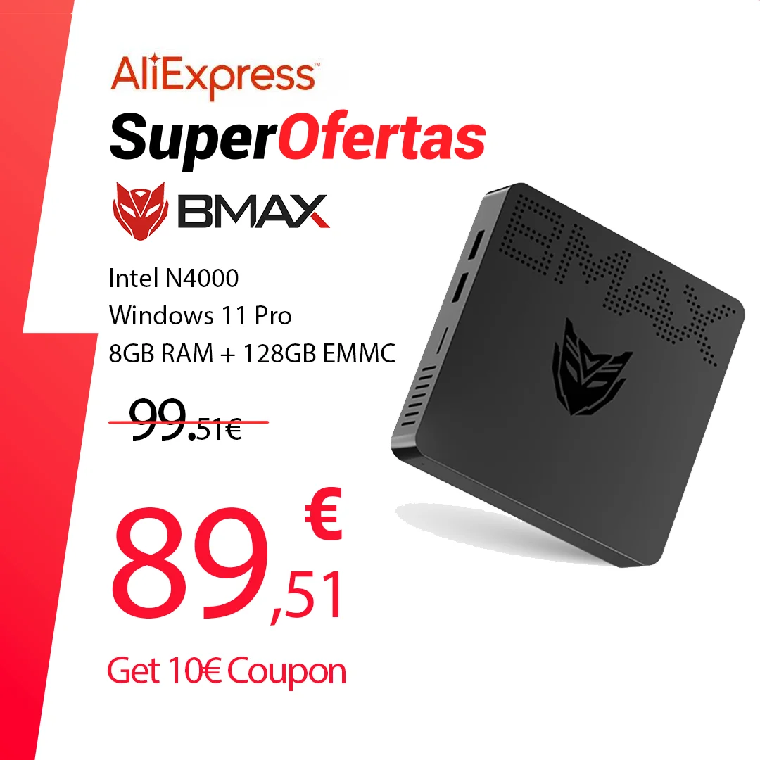 BMAX Mini PC B1PRO Windows 11 Pro 8GB RAM 128GB ROM N4000 Micro Desktop Computer Dual-Band WiFi ...