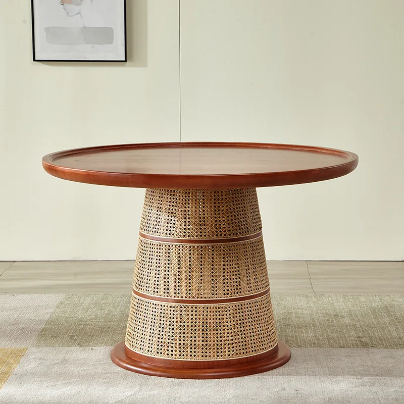 Unique Round Rattan Japanese Style Dining Table