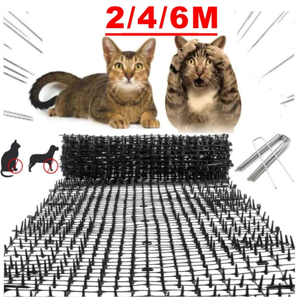 2/4/6m Garden Cat Scat Repellent Mat Prickle Strips Anti Cat Net Spike ...