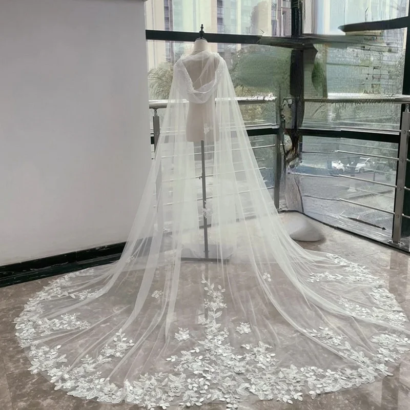 Capa De Novia Con Capucha-color Blanco-hasta El Suelo Vestido De