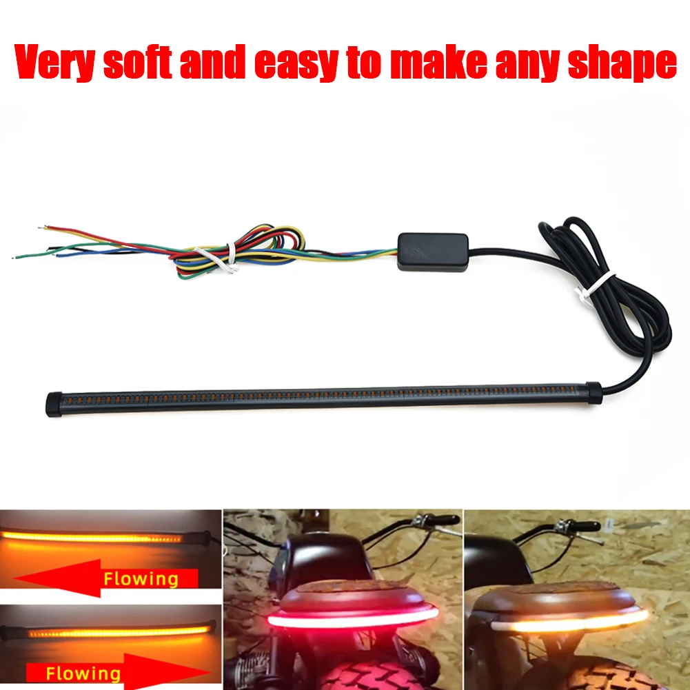 30CM-Motorcycle-Red-Amber-Flowing-LED-Light-Strip-DC-12-24V-8000k ...