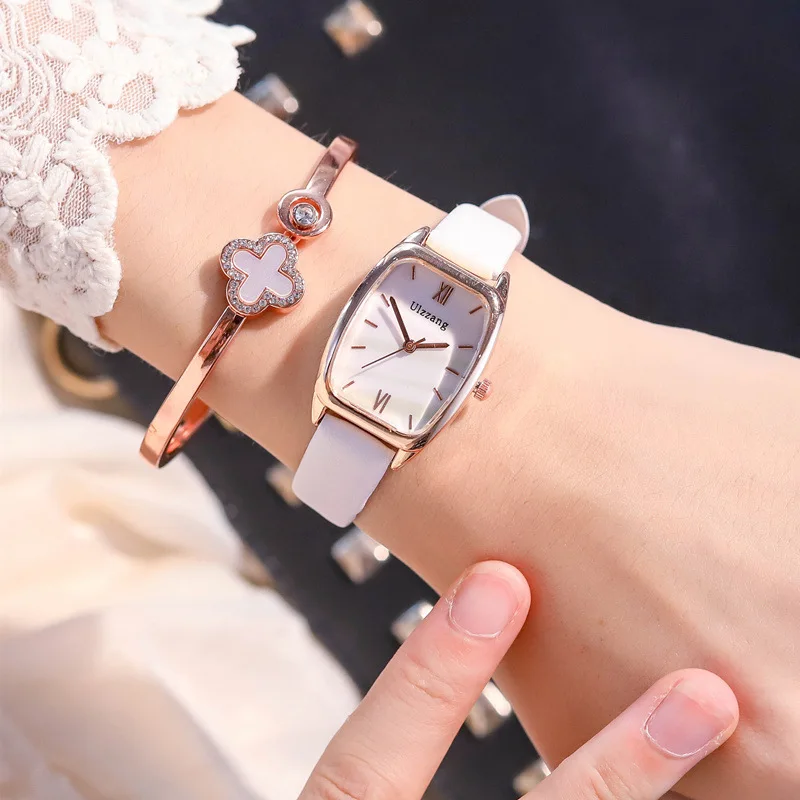 Fashion Rectangle Dial Brand Casual Exquisite Leather Belt Watches With ...