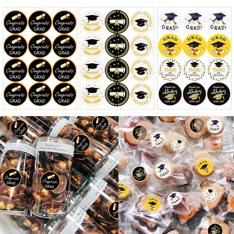 120Pcs-Round-Black-Graduation-Party-Sticker-Gift-Box-Bag-Wrapping ...