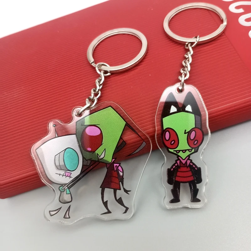 Funny Invader Zim Acrylic Keychain Cute Cartoon Green Alien Keychain ...