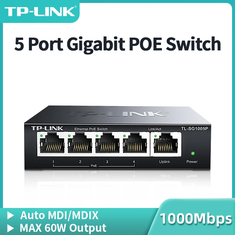 Tp link 5 porta gigabit poe switch 1000gbase t rede switcher rj45 plug ...