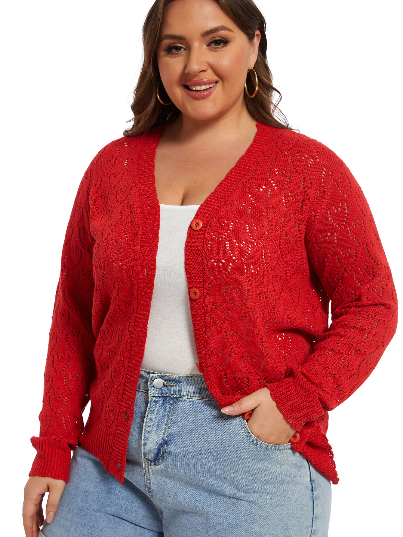 Plus-Size-Heart-Print-Long-Sleeve-Cardigan-Women-s-Plus-Slight-Stretch ...