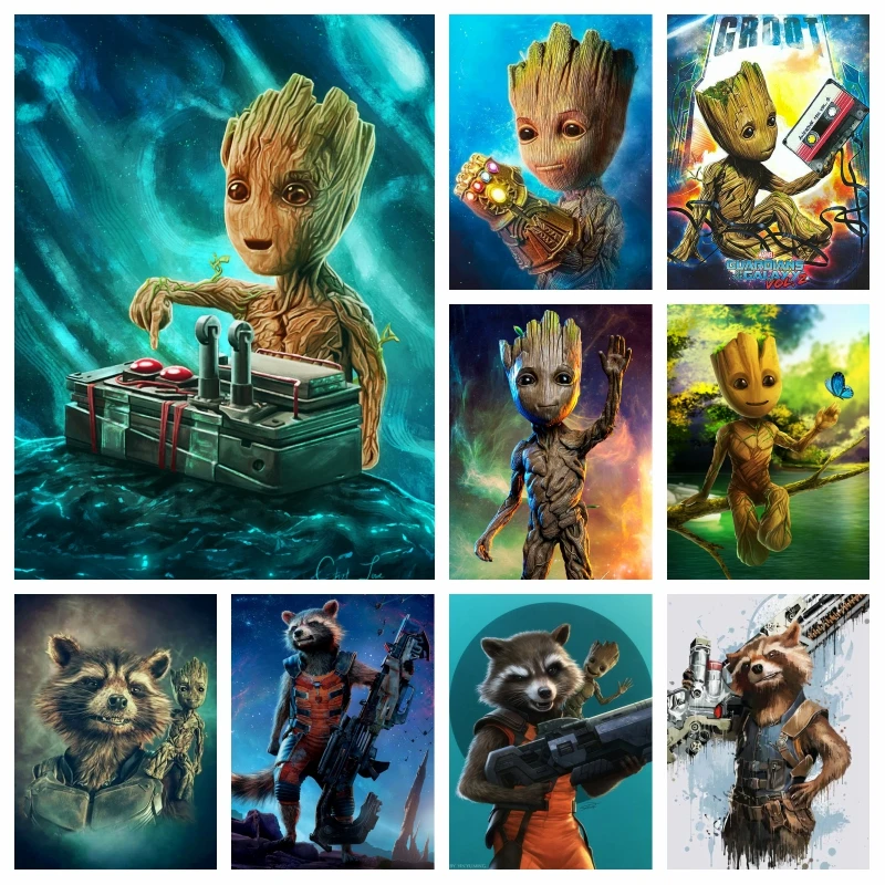 Baby-Groot-And-Rocket-Raccoon-Partner-5d-Diamond-Art-Painting-Guardians ...