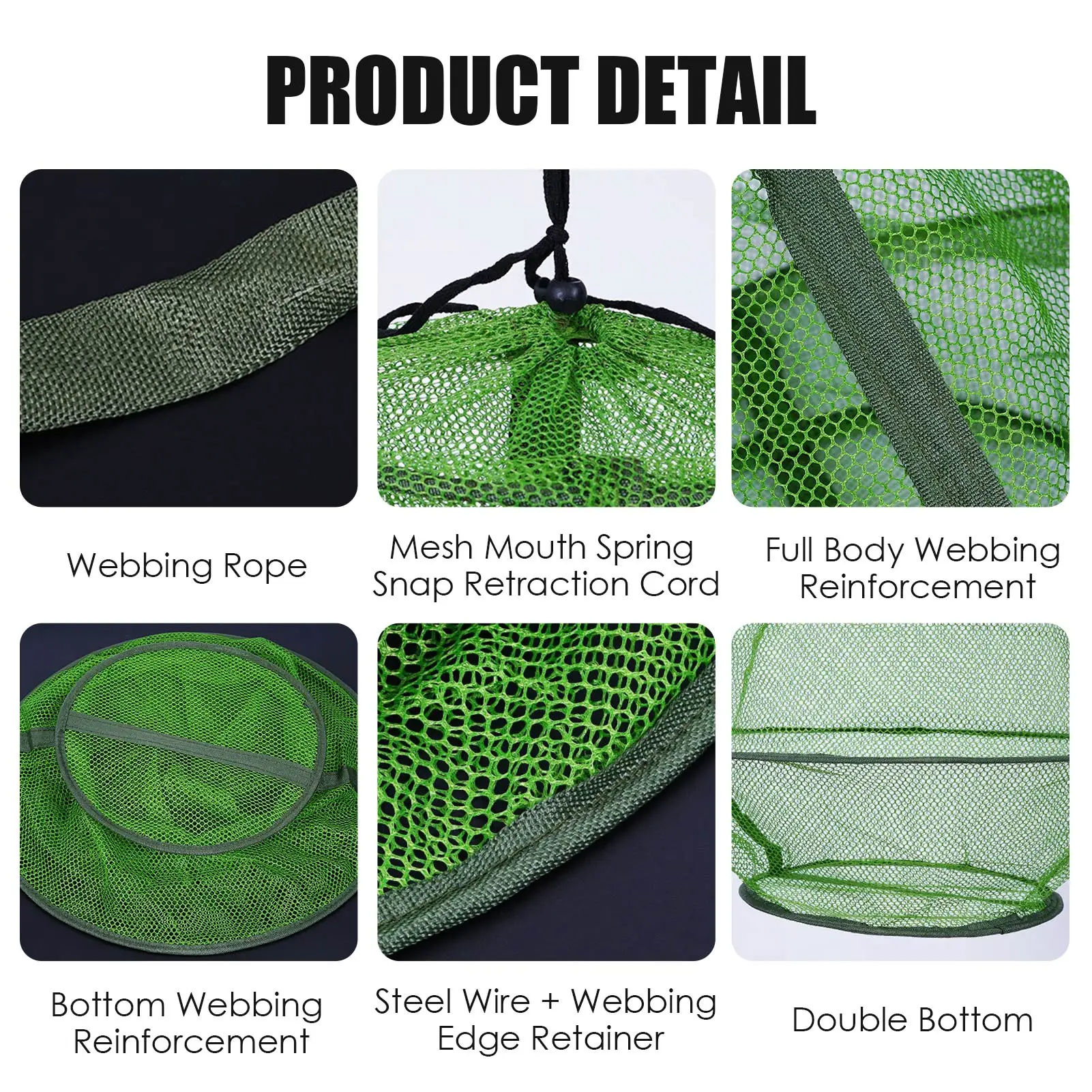 Filet à main de pêche,Piège à poisson pliable en maille,filet de ...