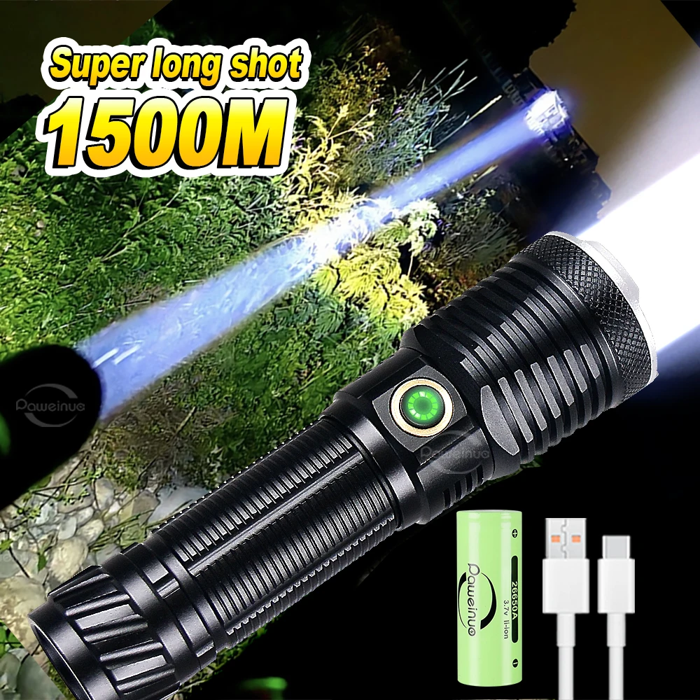 Ultra Powerful LED Flashlight Super Long Range 1500M Tactical ...