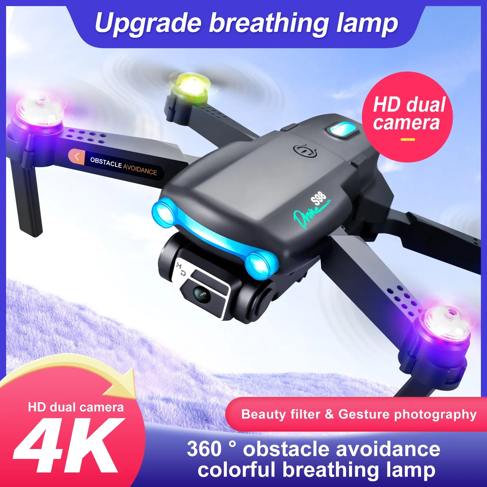 Drone S98 With Lighting High Definition Dual Camera Headless Mode 360 ...