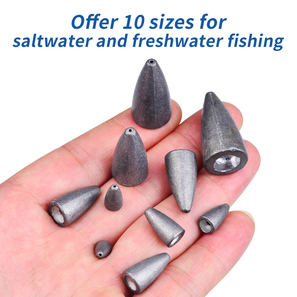 10pcs-Heavy-Duty-Saltwater-Bullet-Lead-Sinker-5g-30g-Bullet-Sinkers-for ...