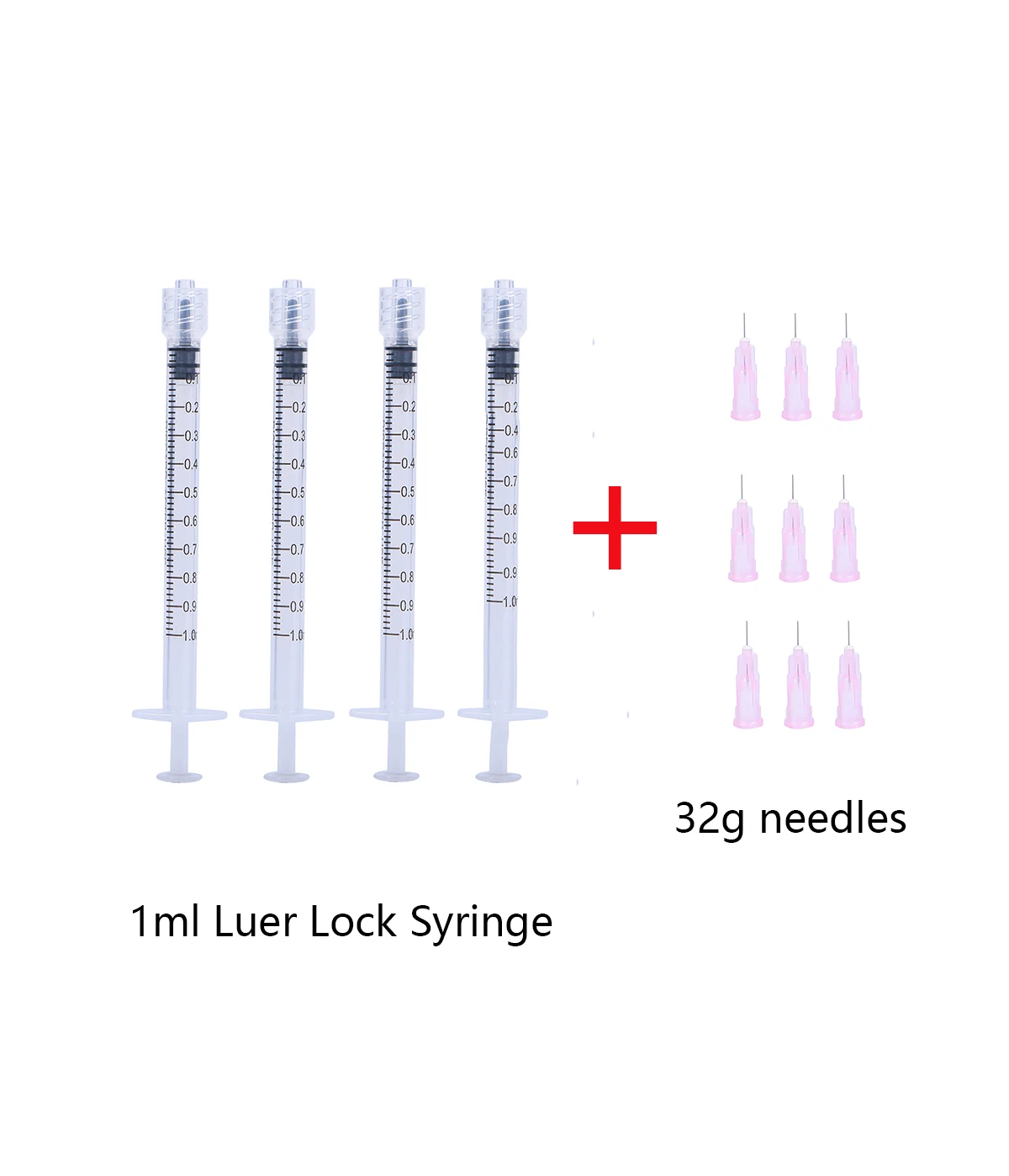 34G 1.5mm 32G 4mm 30G 4mm 1ml Luer Lock Syringes Painless Small Needle ...