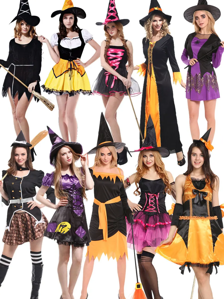 Halloween Witch Vampire Clothing with Hat Costumes for Women Adult ...