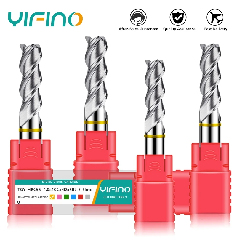 YIFINO-TGY-HRC55-3F-Color-Circle-Milling-Cutter-Tungsten-Steel-Carbide-Flat-End-Mills-For ...
