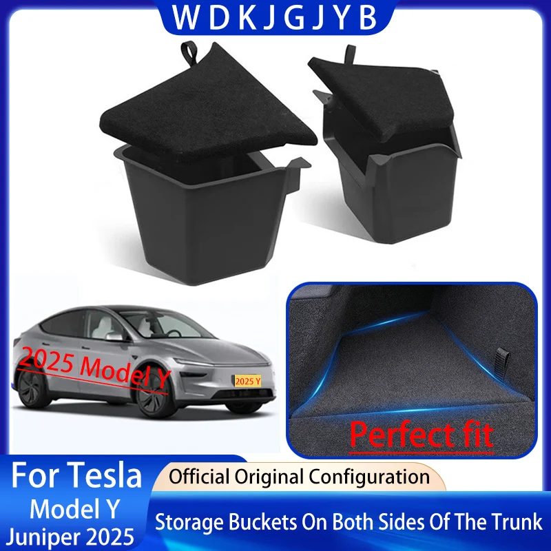 For Tesla Model Y Juniper 2025 Rear Luggage Side Storage Bucket Set TPE ...