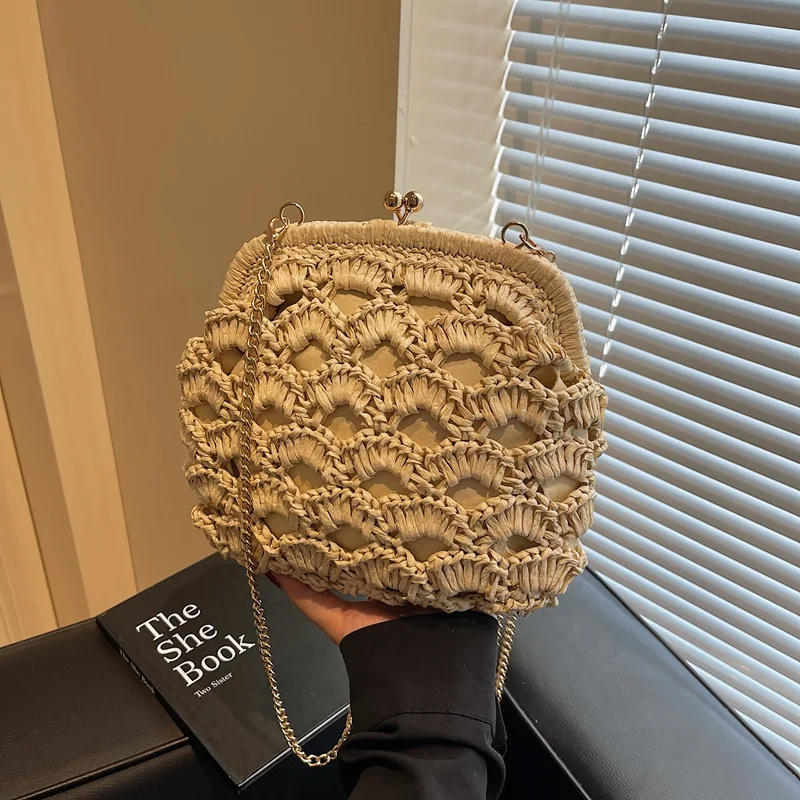 Summer Beach Bag For Women Mesh Rope Knitted Bucket Shoulder Bags ...