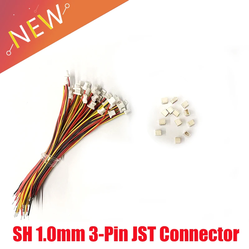 10pairs Mini Micro Sh 1.0mm 3-pin Jst Connector With Wires Cables 100mm ...