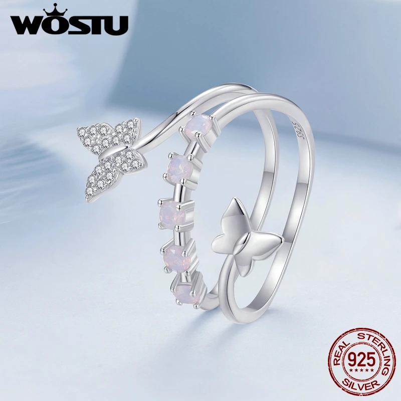 WOSTU-Original-925-Sterling-Silver-Butterfly-Ring-With-Iridescent-Nano-Opals-For-Women-Fine ...