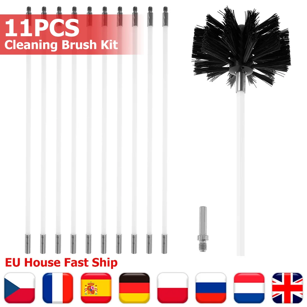 Chimney-Cleaning-Brush-Kit-Duct-Vent-11Pc-Rods-with-Nylon-Brush-Heads ...