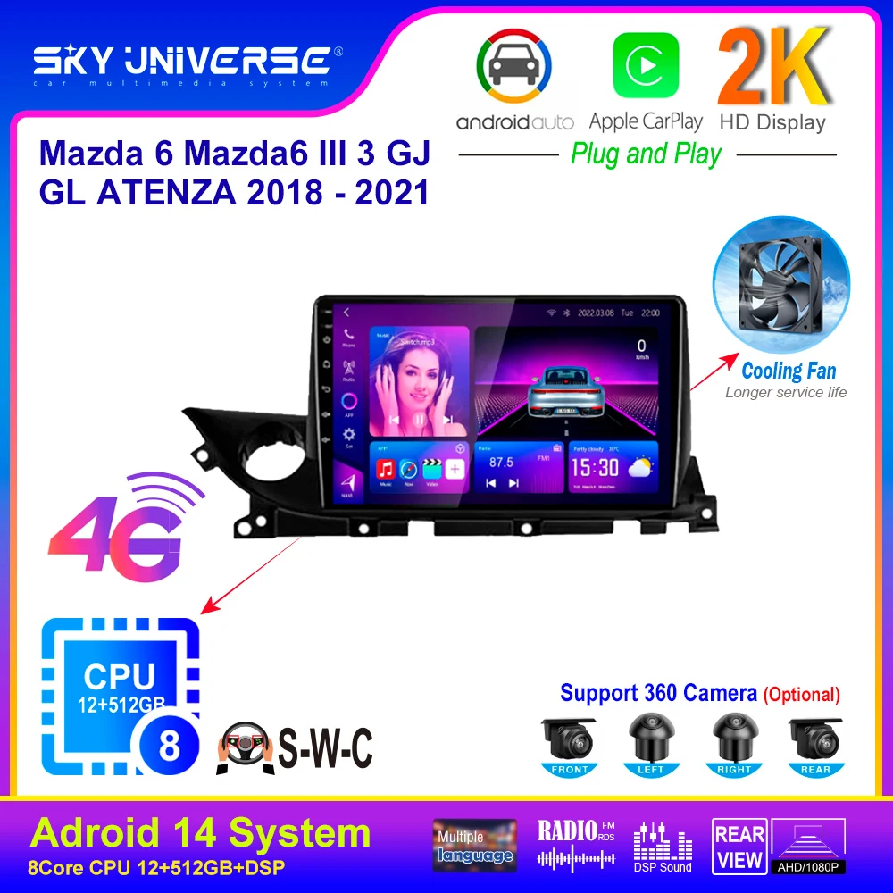 Android-14-Car-Radio-For-Mazda-6-Mazda6-III-3-GJ-GL-ATENZA-2018-2021 ...