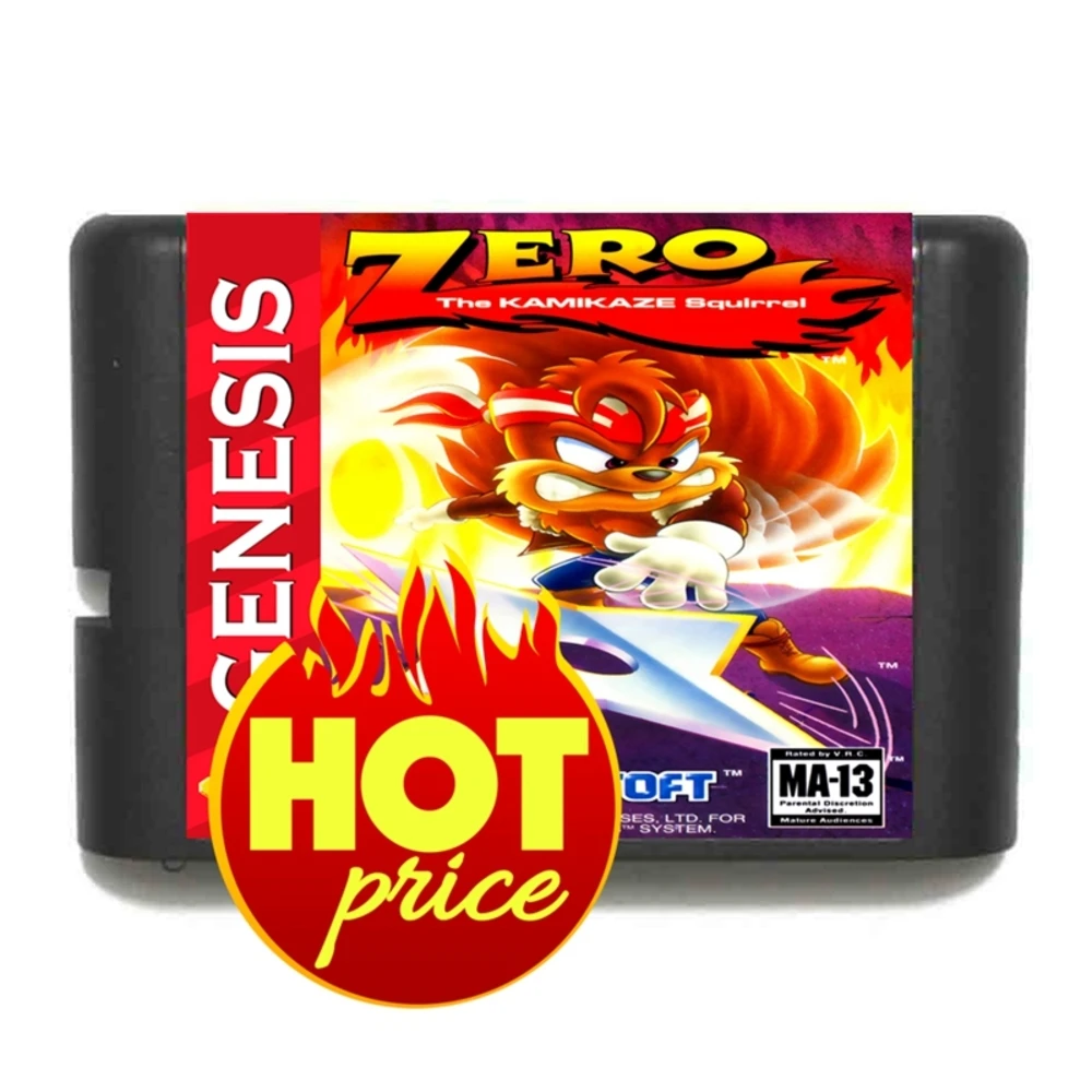 New-Arrival-Zero-the-KamikazeSquirrel-16bit-MD-Game-Card-For-Sega-Mega ...