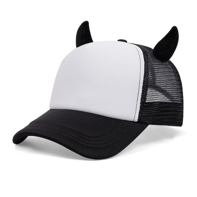 Devil-Horn-Baseball-Caps-Adjust-Head-Size-Eye-Catching-Peaked-Caps ...