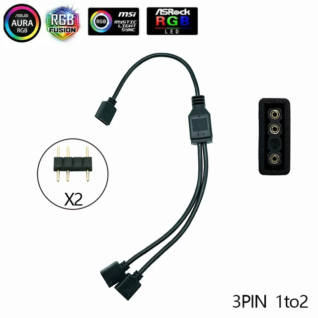 WS2812B DC5V LED Strip Light RGB 3 Pin Addressable LED Headers PC for ...