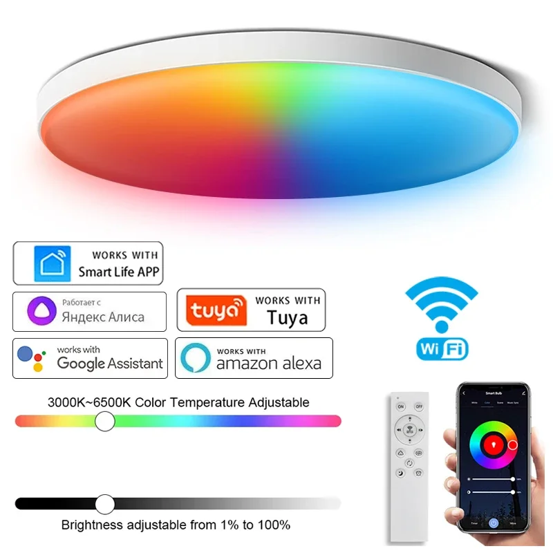TuYa-Smart-Life-Smart-Ceiling-Light-Remote-Control-APP-Dimming-Color ...