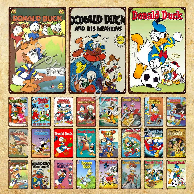 Disney Donald Duck Vintage Tin Signs Metal Plates Children's Room ...
