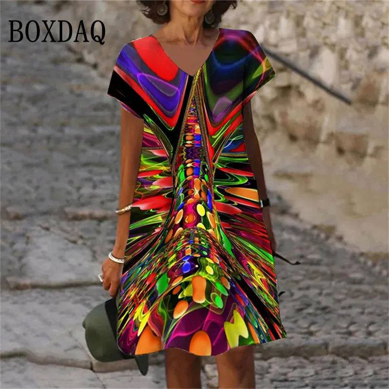 Summer-Trend-Optical-Abstract-Art-Painting-Dresses-For-2023-Women ...